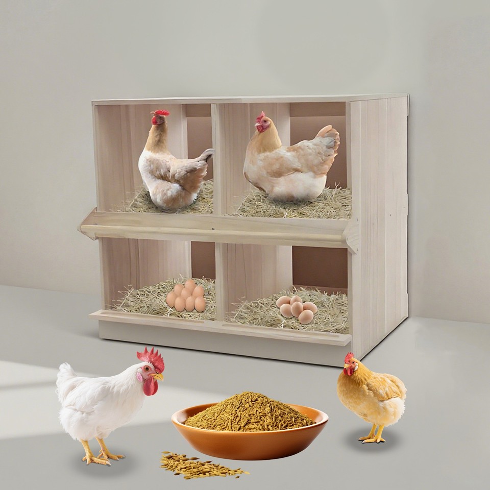 Chicken Nesting Box 4 Compartment Wooden Nesting Boxes for Chickens ...