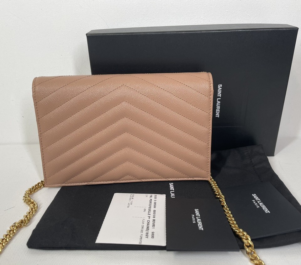 NEW SAINT LAURENT SUMMER YSL CHAIN WALLET CROSSBODY BAG PURSE NIB AUTH ...