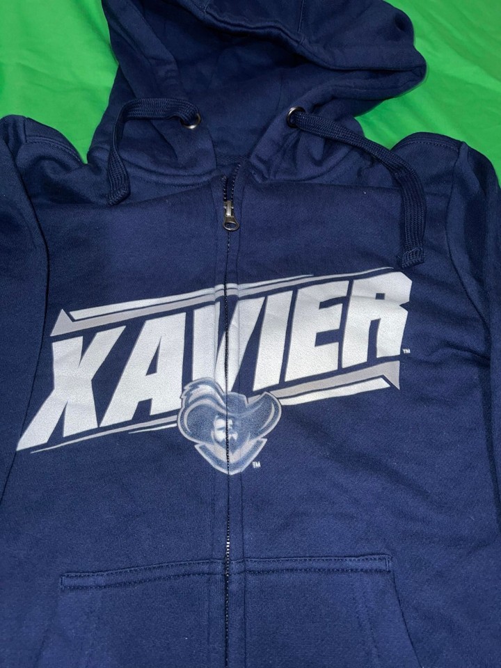 NEW XAVIER UNIVERSITY WOMENS ZIP FRONT HOODED SWEATSHIRT JACKET BLUE ...