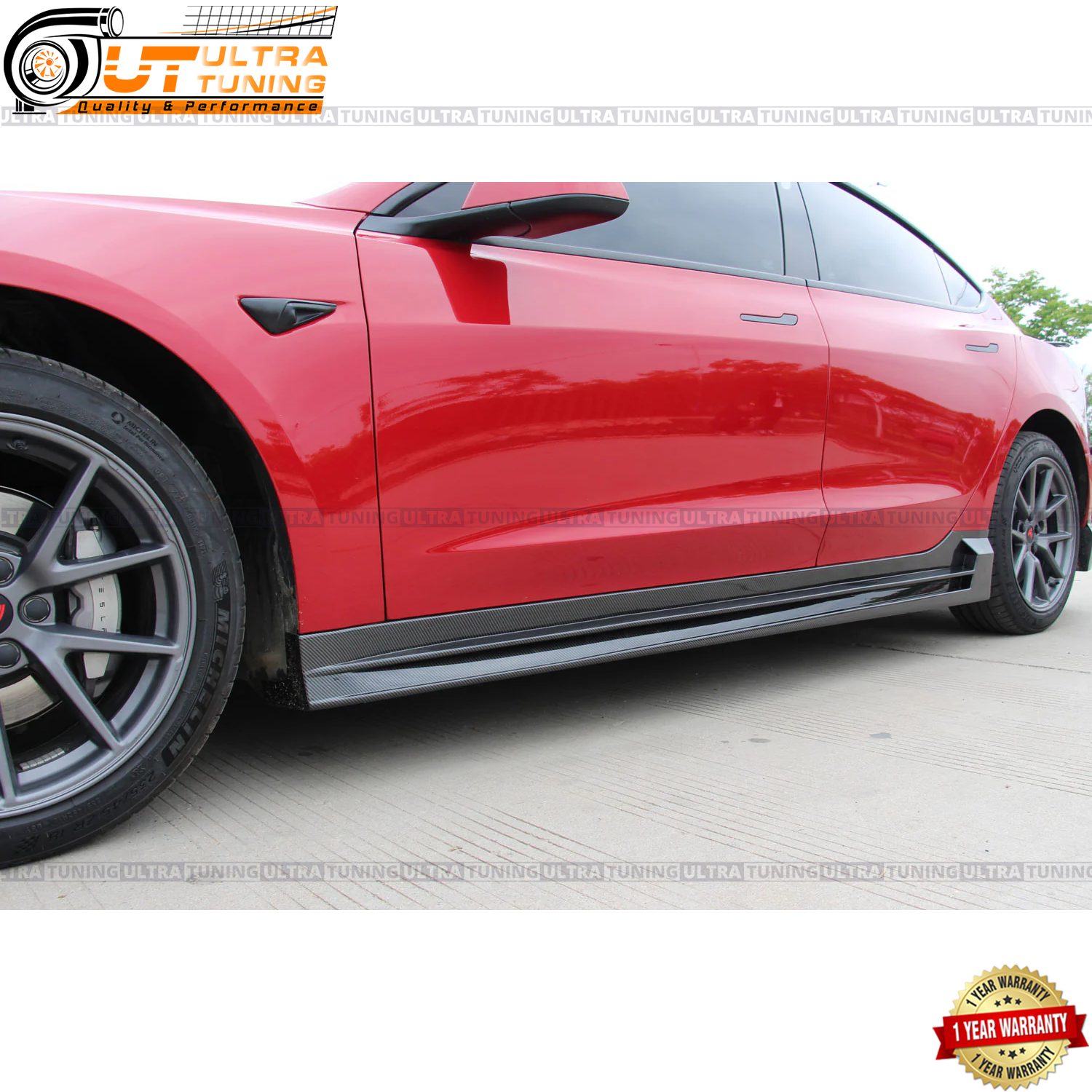 For 2017-2023 Tesla Model 3 Side Skirts Extension Lip Side Trim Carbon ...