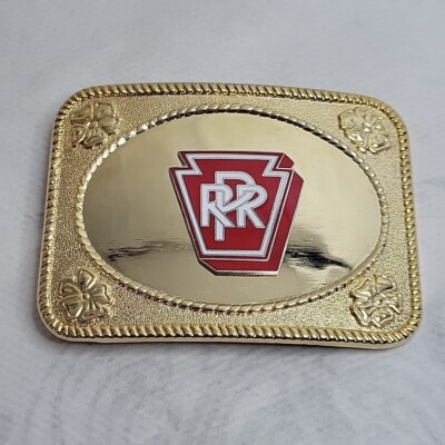 Pennsylvania Railroad Railway Train Steam PRR Belt Buckle Goldtone ...