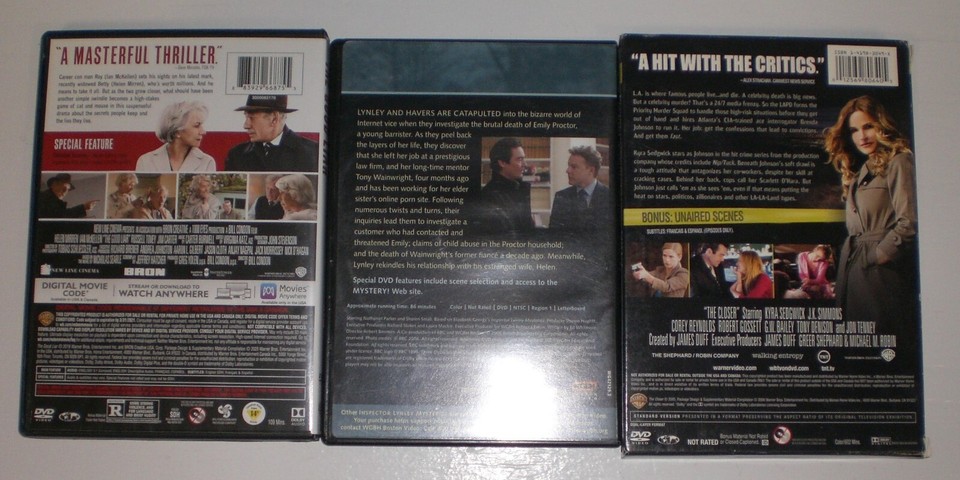 lot of 3 dvds - Good Liar, Inspector Lynley Chinese Walls, The Closer ...