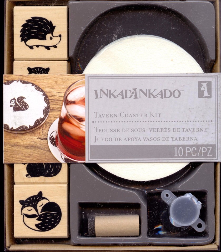 INKADINKADO rubber stamp kit TAVERN COASTER (10pc) wood mounted Baby ...