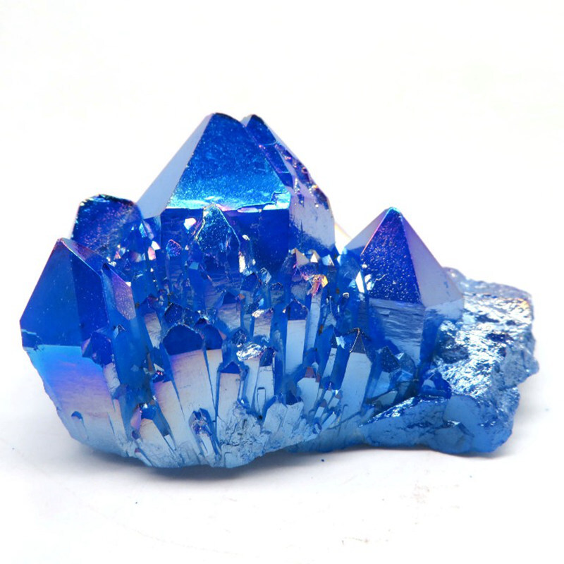 120g Big Natural Aura Blue Titanium Stone Quartz Crystal Cluster ...