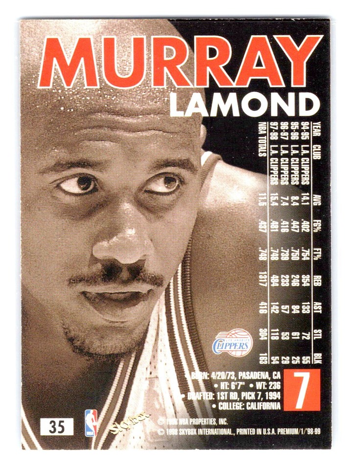 1999 Skybox Premium #35 Lamond Murray Los Angeles Clippers | eBay