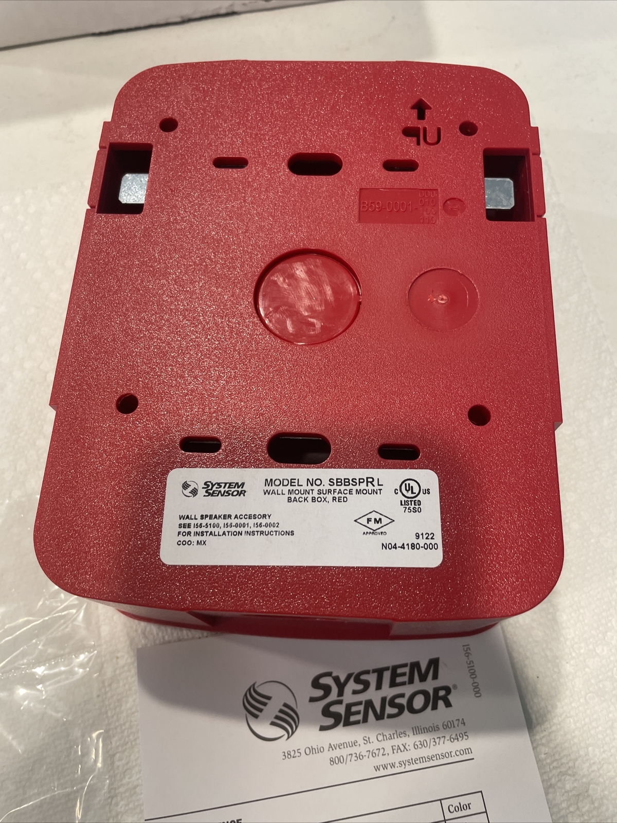 New System Sensor SBBSPRL Red Fire Alarm Speaker Surface Mount Back Box ...