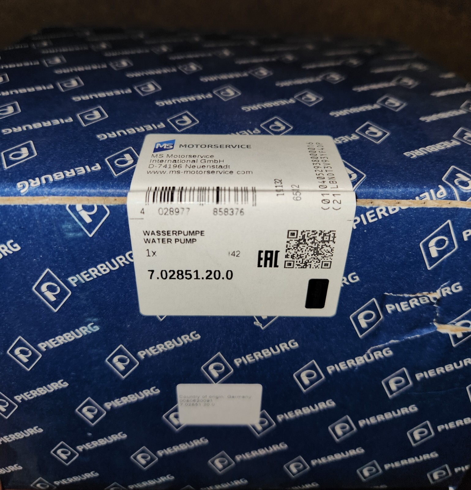 BMW E90, 328xi Engine Water Pump - PIERBURG - 7.02851.20.0, 11517586925 ...