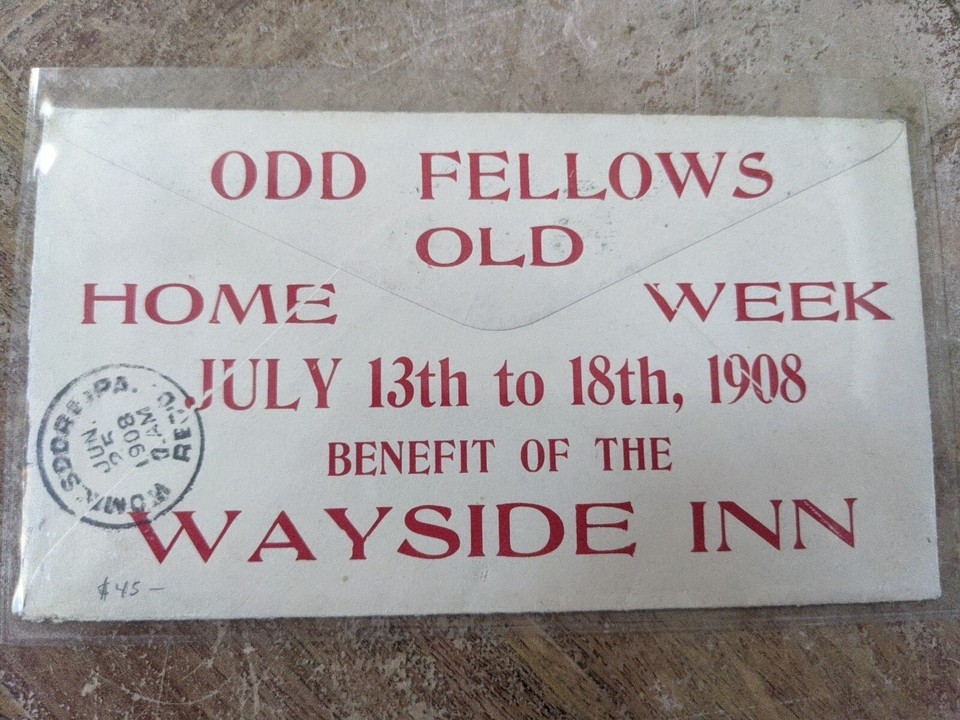 1908 Odd Fellows Home for the Aged & Infirm Of Pennsylvania Envelope ...