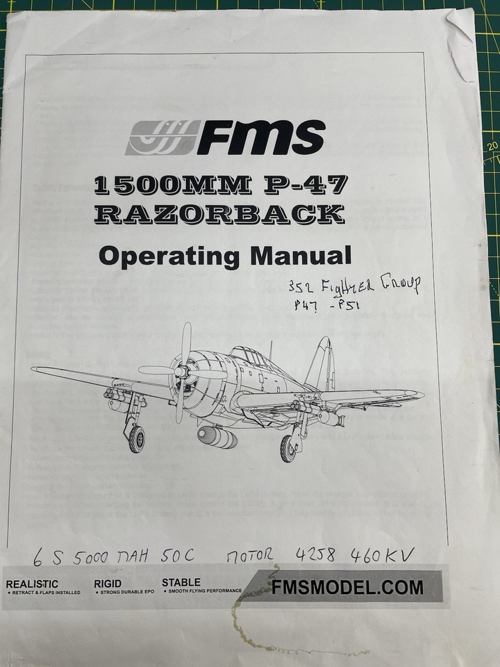 FMS P47 RB RC Warbird. 1.5m Span. Full Functioning Under Carriage And ...