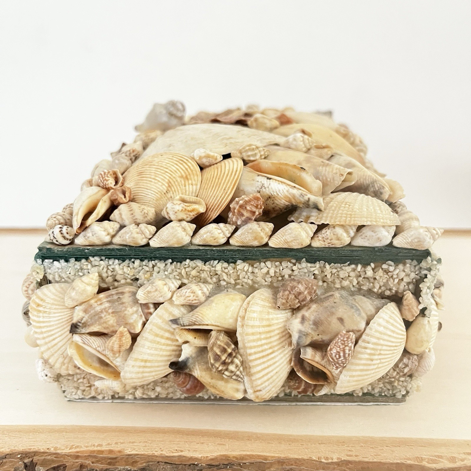 Vintage SEASHELL Jewelry TRINKET BOX Nautical Ocean Sea Shell Rectangle ...