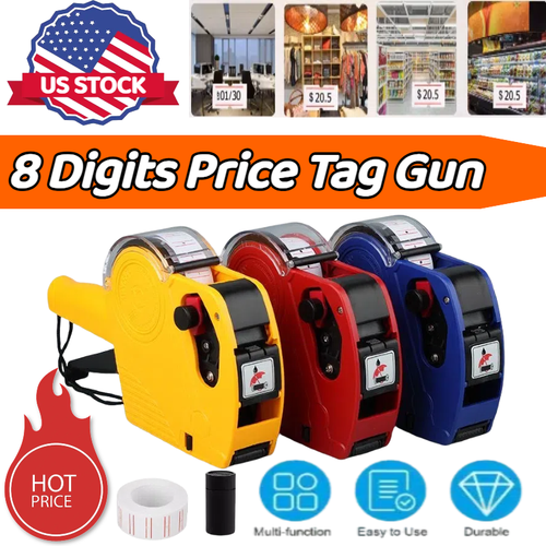 MX-5500 8 Digits Price Tag Gun Marking Machine w/Sticker Labels Ink ...