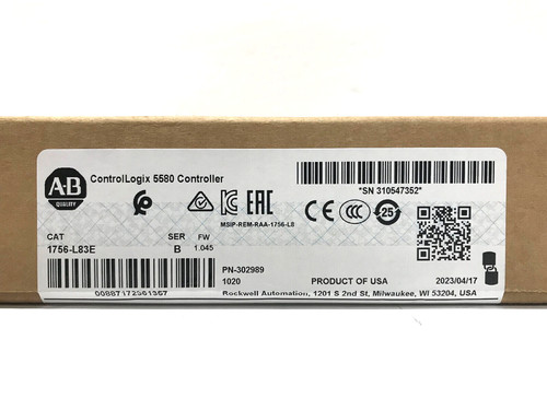 Surplus Sealed Allen Bradley 1756-L83E /B 2021 ControlLogix Logix5580 ...