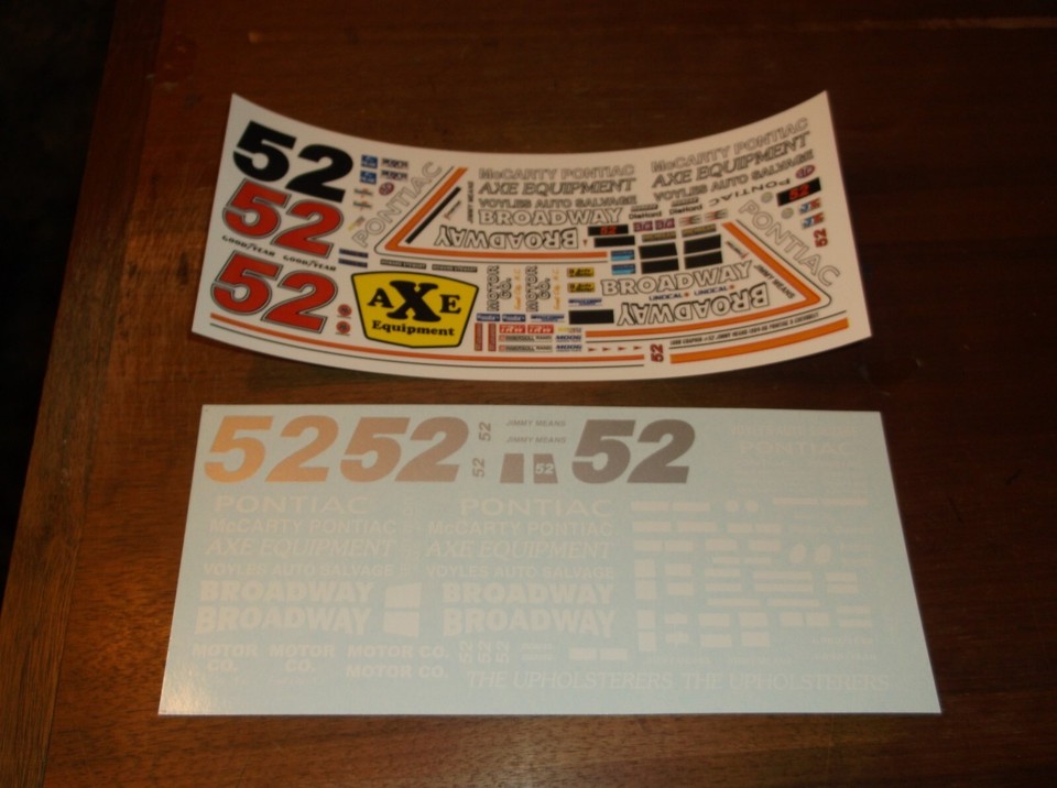 Jimmy Means #52 1980's BROADWAY Pontiacs/Chevys 1/24th scale decals ...