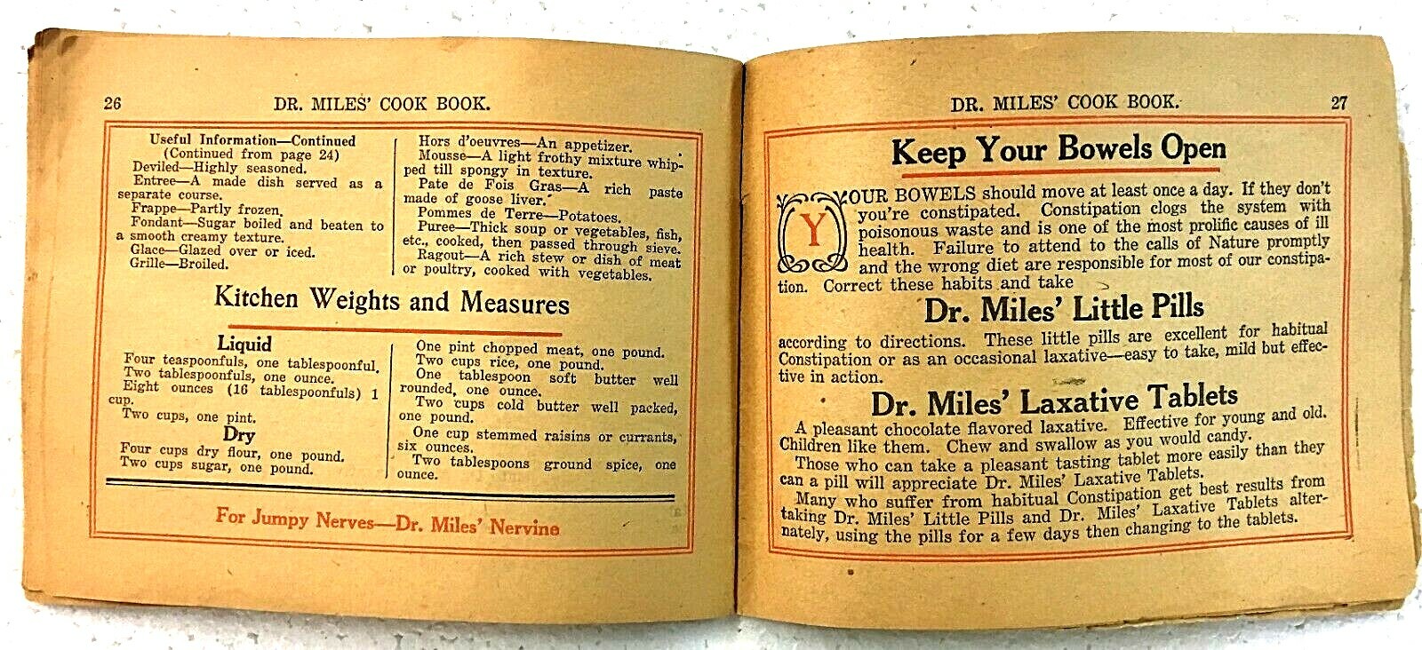 Vintage Ad Booklet Dr. Miles’ Cook Book Dr Miles' Nervine Tablets 1930 ...