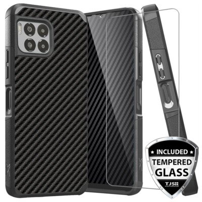 For T-Mobile REVVL 7/7 Pro 5G Case Hybrid Carbon Fiber TPU Armor ...