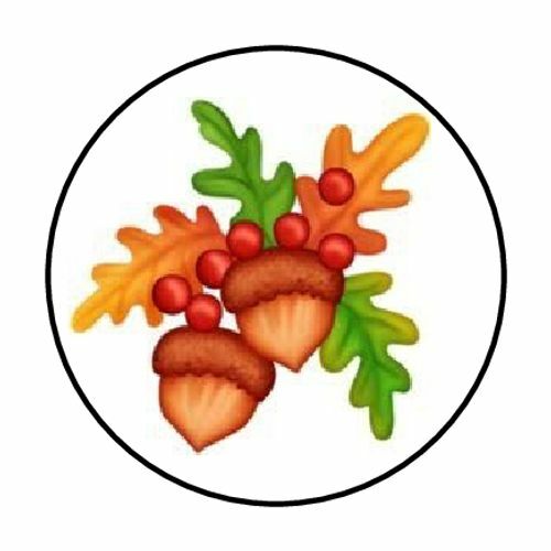 48 FALL ACORNS LEAVES ENVELOPE SEALS LABELS STICKERS 1.2" ROUND | eBay