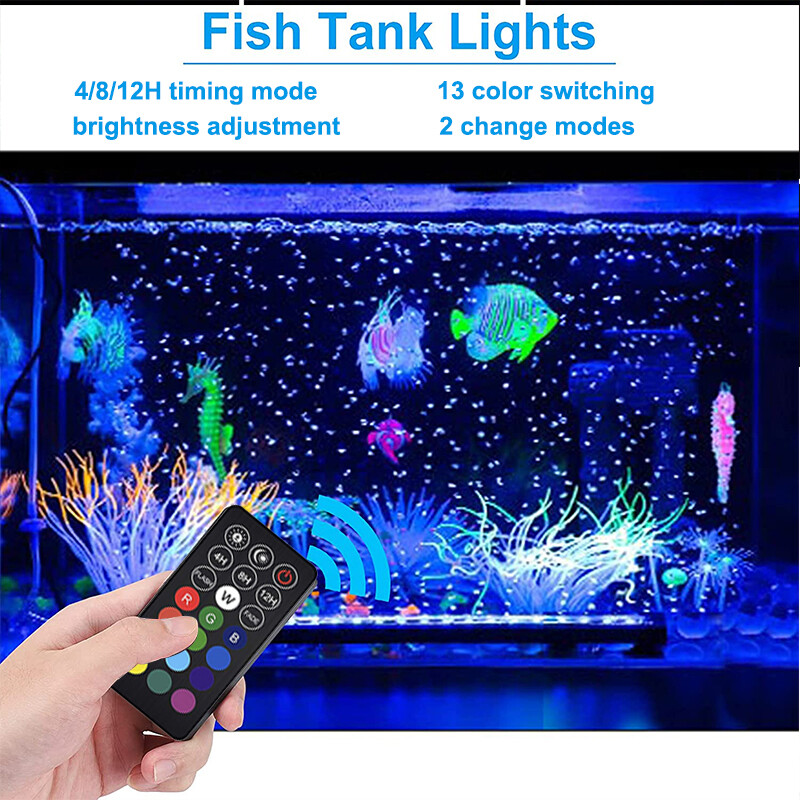 Aquarium Underwater Light RGB LED Fish Tank Air Bubble Submersible Lamp ...