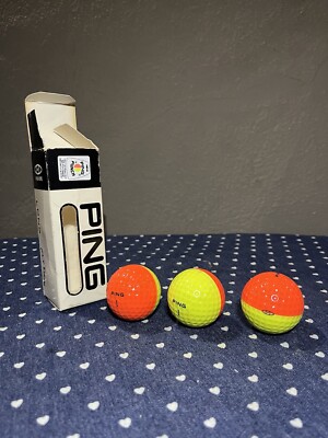 3x Ping Eye #1. Two-Color Golf Ball Yellow & Orange. Two Toned. With ...
