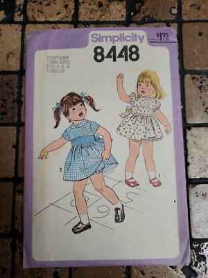 8448 Vintage Simplicity Sewing Pattern Girls 1970s Toddler Dress , Sz 3 ...