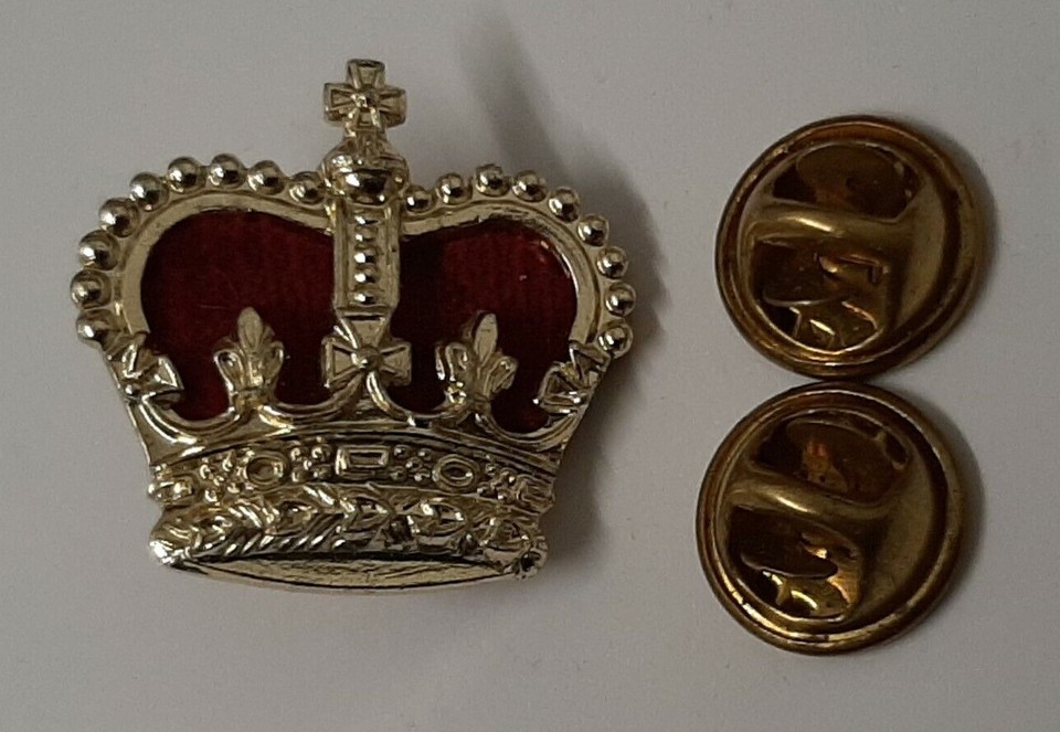 St Edwards Crown Snap Pin Metal Badge Major Rank British Military Issue ...