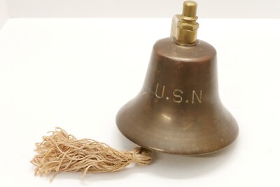 Old USN United States Navy Brass Nickel Plated Nautical Ship Boat Bell ...
