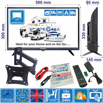 22" TV + Wall Bracket 12V / 240V Full HD TV ideal for MOTORHOME CARAVAN ...
