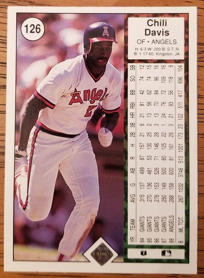 Chili Davis Los Angeles Angles 1989 Upper Deck Baseball Card #126 Mint ...