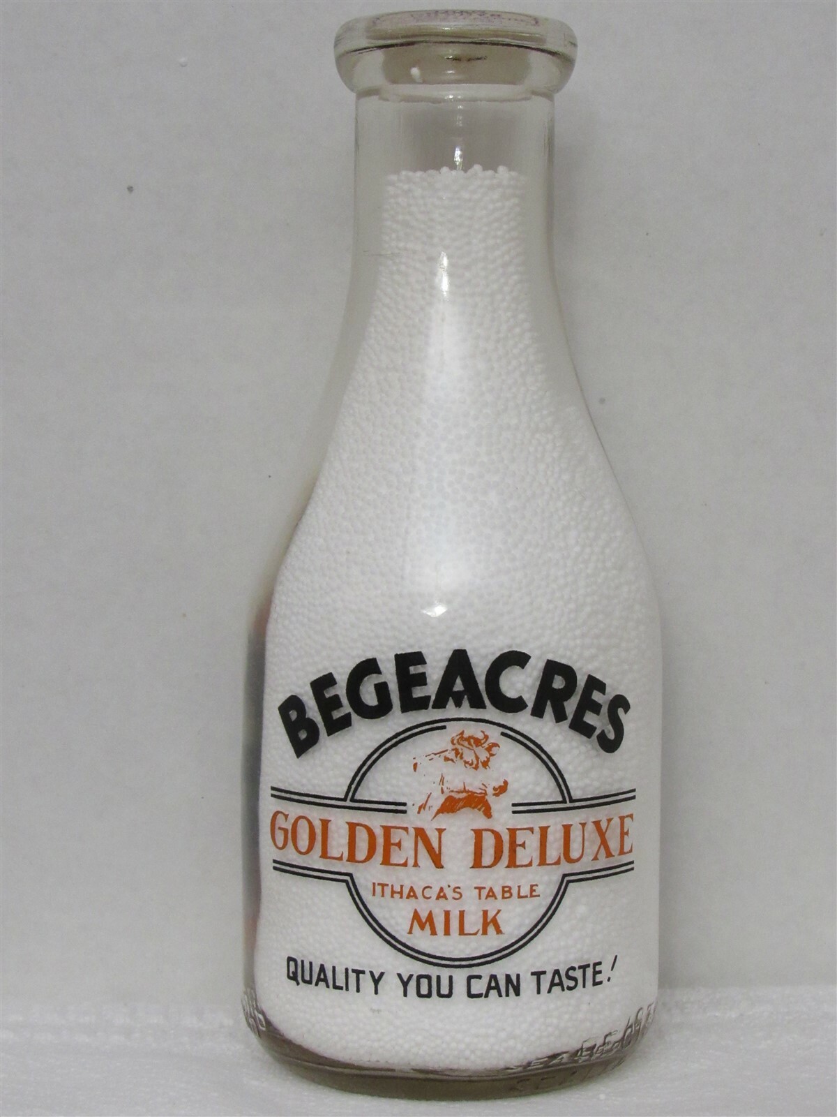 TRPQ Milk Bottle Begeacres Dairy Begent Ithaca NY TOMPKINS COUNTY ...