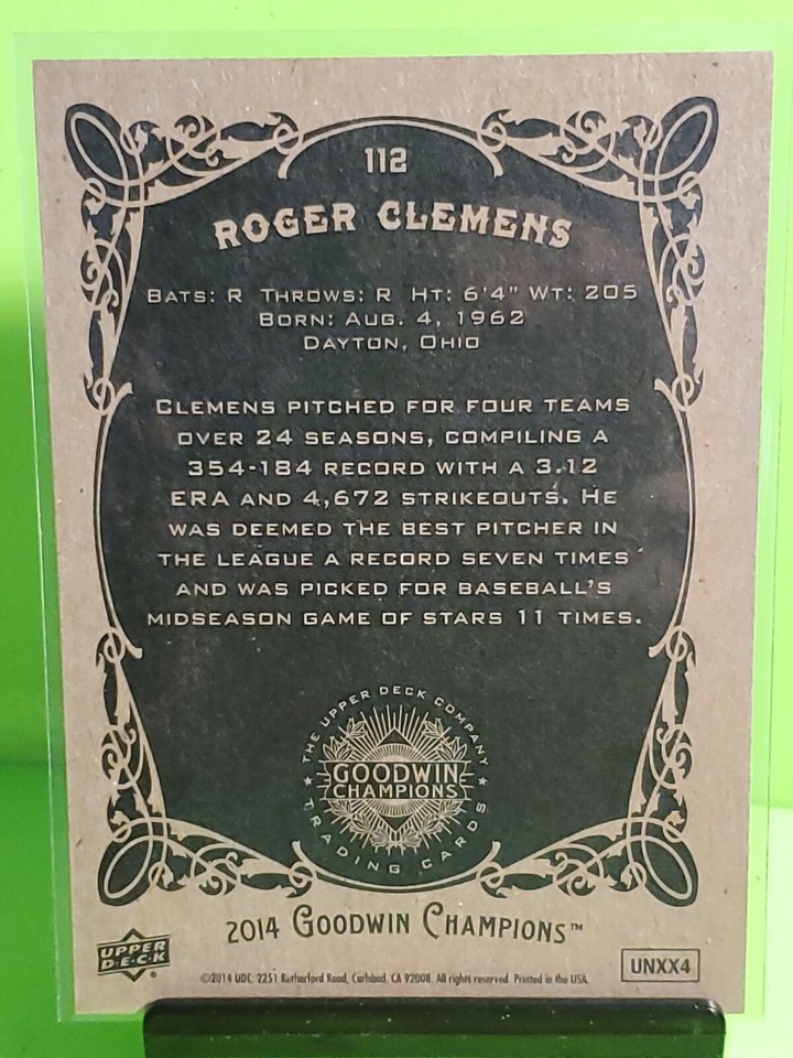 2014 Upper Deck Goodwin Champions Roger Clemens #112 Red Sox Yankees | eBay