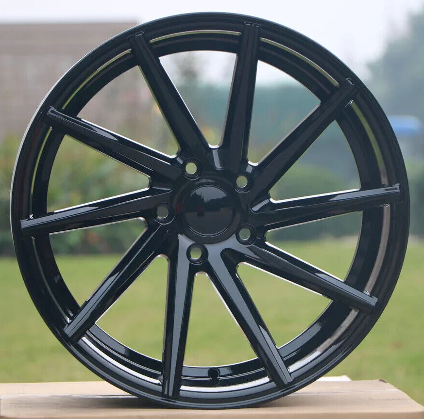 18" Wheels 18x8 +35 5x114.3 CB 73.1 Gloss Black Rims Swirl W013 Set 4 ...