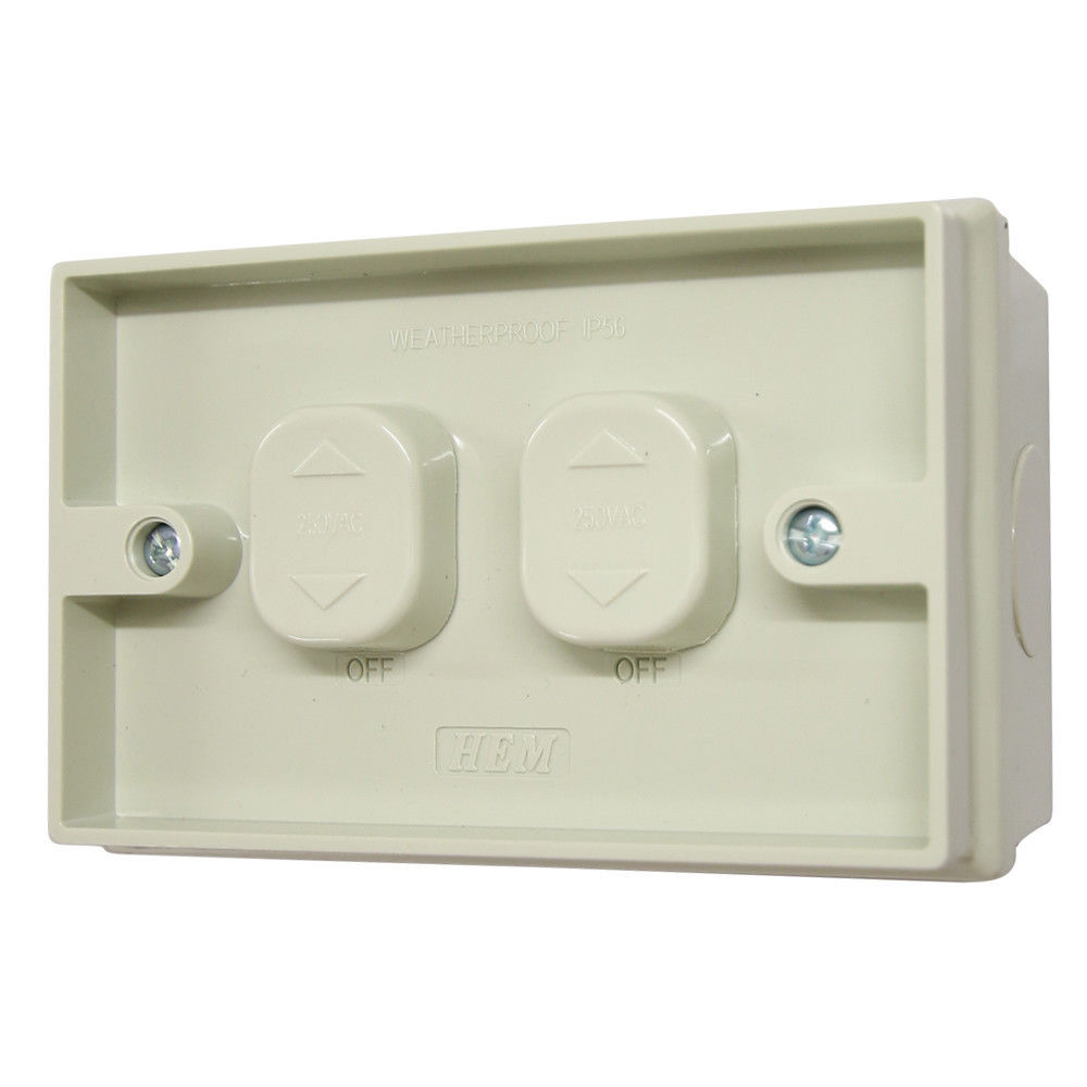 Weatherproof Double Switch Two Gang Weather Proof IP56 Rating 2 WAY ...