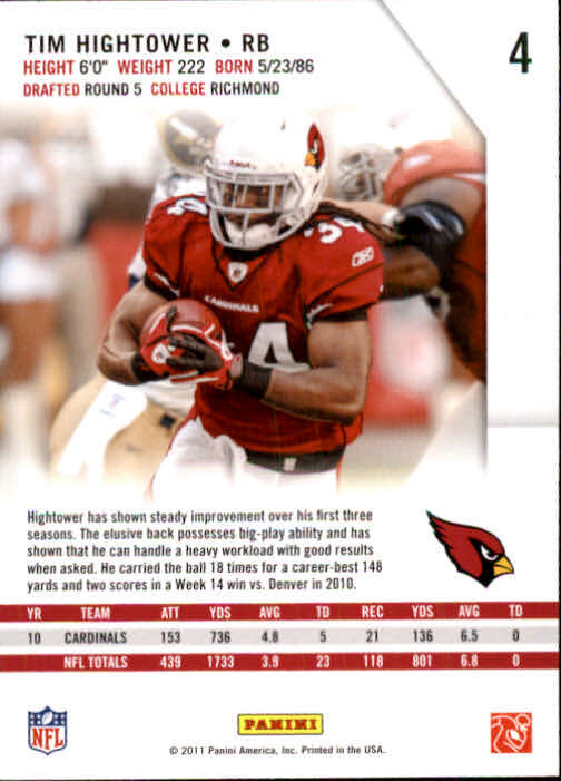 2011 Rookies and Stars Football Card #4 Tim Hightower | eBay