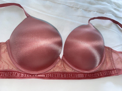 Victoria’s Secret BOMBSHELL Bra Add 2 Cup Plunge Push Up 32D Pink Logo ...