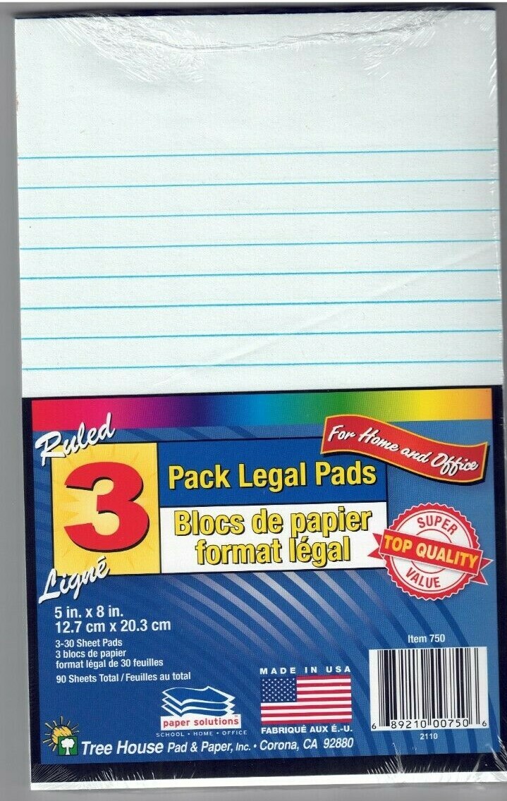 White Legal Size Legal Pads