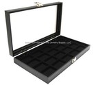 Lot of 2 Glass Top Black 20 Space Display Cases Jewelry Pins Lures ...