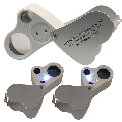 BRAND NEW 30X 60X Loop Magnifier Jeweler Eye Loupe Lens LED 2in1 USA ...