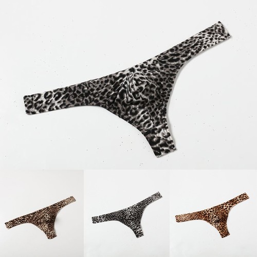 Stylish Men's Leopard Print Thong Underwear with Low Waist and Enhanced ...