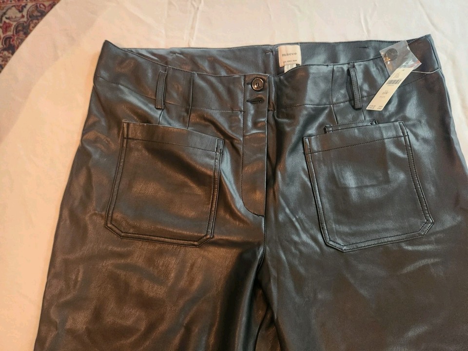 Anthropologie Maeve Brand Faux Leather High Waisted Wide Leg Pants NWT ...