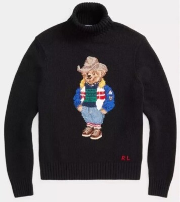 $448 Polo Ralph Lauren X-Large Black Turtleneck Sweater Western RRL ...