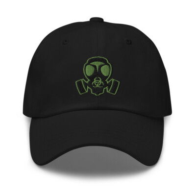 Bio Hazard Gas Mask Embroidered Baseball Cap Doomsday Prepper Green ...