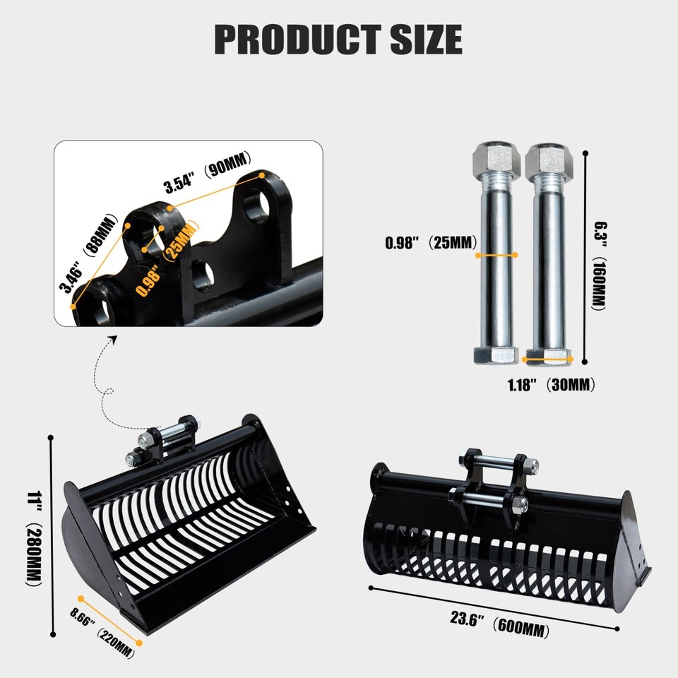 600mm 23.6in Screening Skeleton Bucket for Mini Excavators 0.8ton 1ton ...