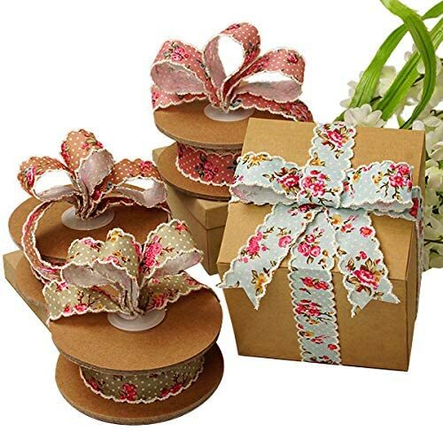 Vintage Floral Shabby Chic Ribbon - 1" x 10 Yards, Rose Pink, Scalloped ...