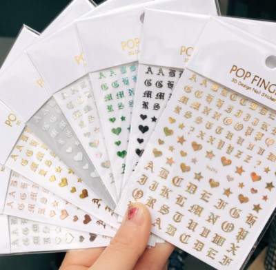 Nail Art Stickers Latin Roman English Alphabet Letter Heart Star US ...