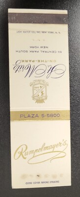 Matchcover New York City St Moritz on the Park Rumpelmayer's Restaurant ...