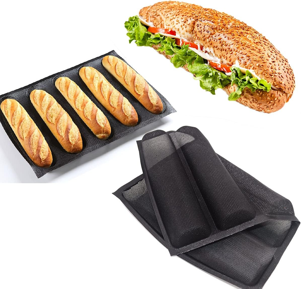 5-Cavity French Bread Baking Pan, Hoagie Rolls Pan, Soft Foldable | eBay