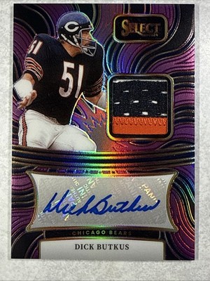 DICK BUTKUS 2024 SELECT PATCH SIGNATURE MEMORABILIA PURPLE PRIZM BEARS ...