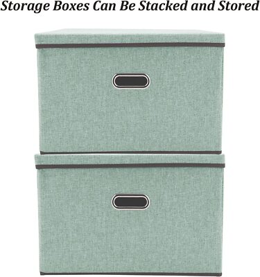 2x Foldable Storage Box with Lids 45x30x30cm Large Collapsible Storage ...