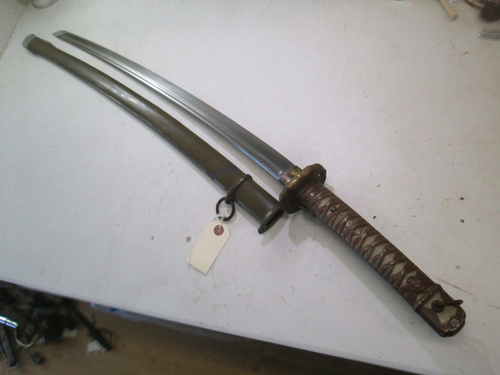 WWII JAPANESE NCO OFFICERS SWORD NUMBERS ON BLADE SCABBARD ARSENAL ...