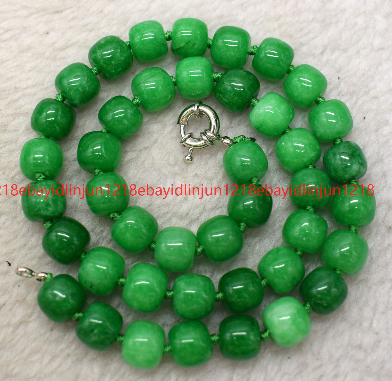 Natural 8x10mm Green Jade Jadeite Barrel Gems Beads Necklace 18" | eBay