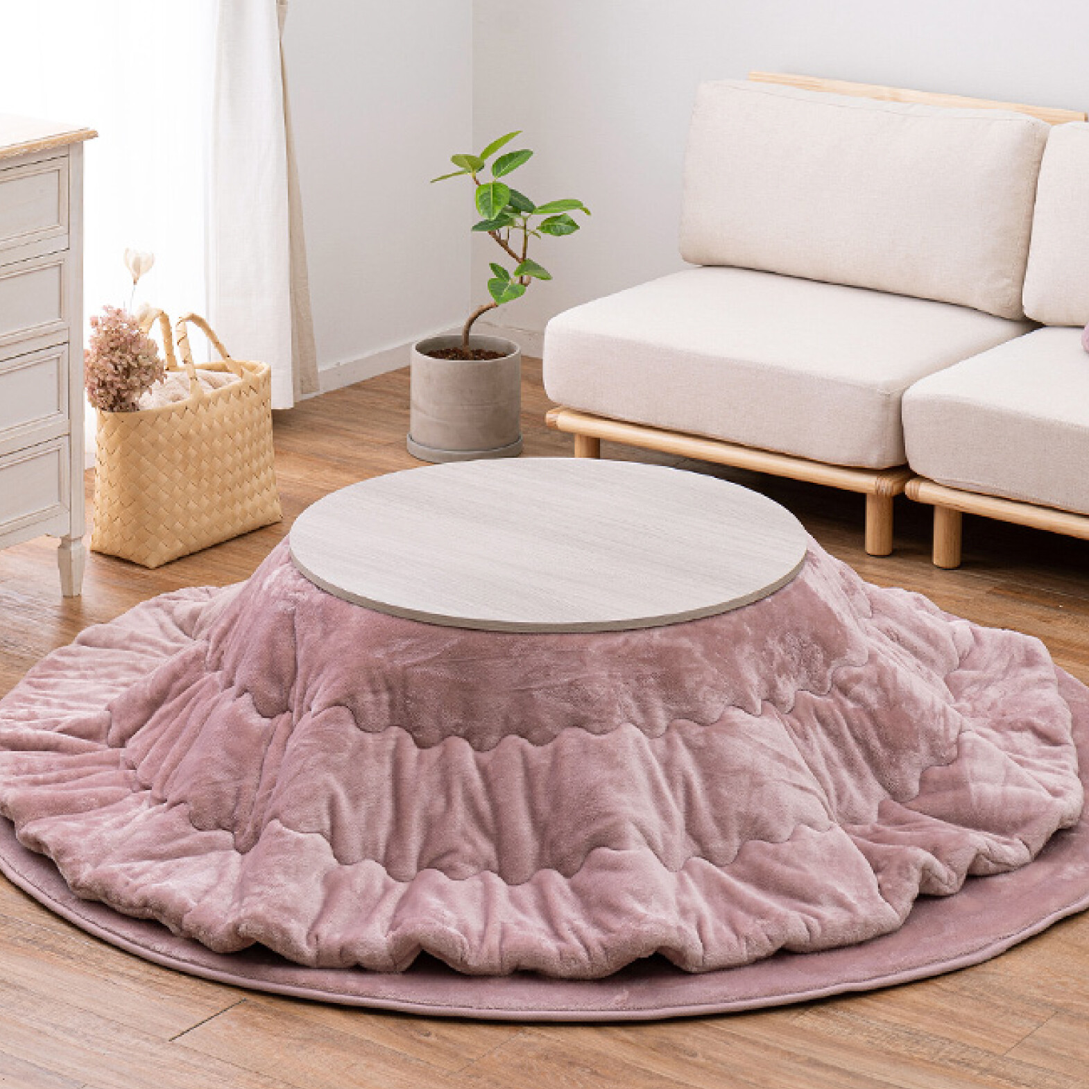 HAGIHARA Kotatsu Futon Fluffy Flannel Simple Table Washable Pink Japan ...